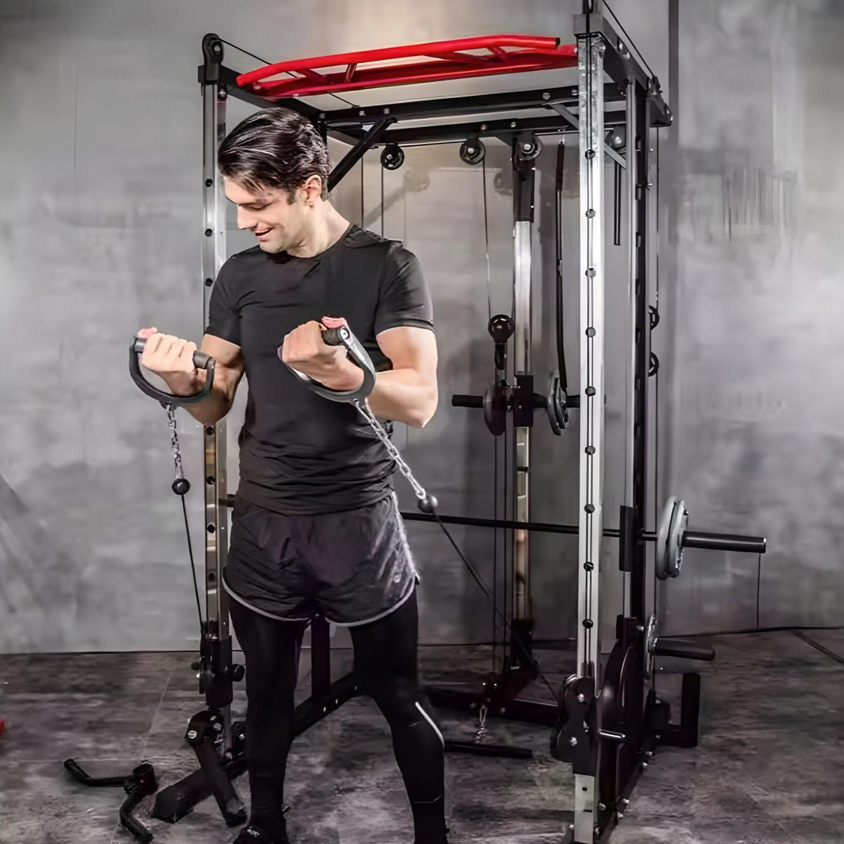 Smith Machine Power Rack Multi functional Training Machine With Cables ...